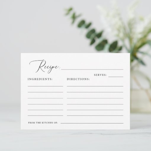 Simple Calligraphy Recipe Cards | Zazzle