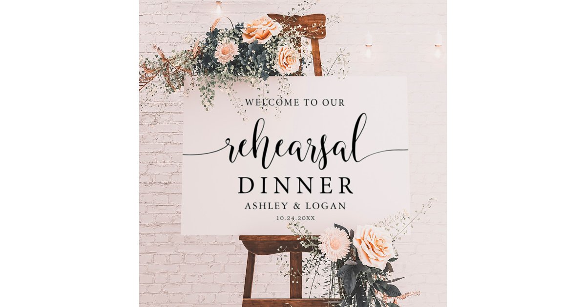 Simple Calligraphy Rehearsal Dinner Welcome Poster | Zazzle