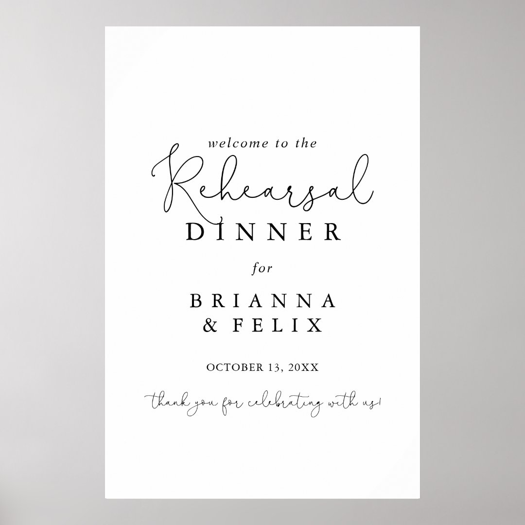 Simple Calligraphy Rehearsal Dinner Welcome Sign | Zazzle