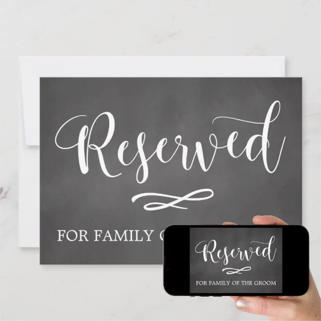 Simple Calligraphy Reserved Seating Wedding Sign Invitation | Zazzle