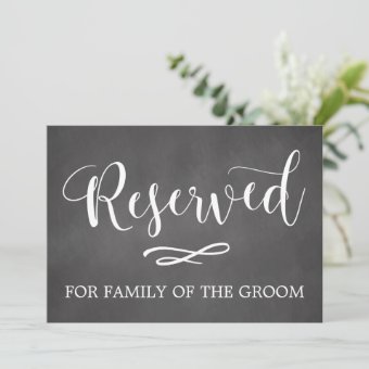 Simple Calligraphy Reserved Seating Wedding Sign Invitation | Zazzle