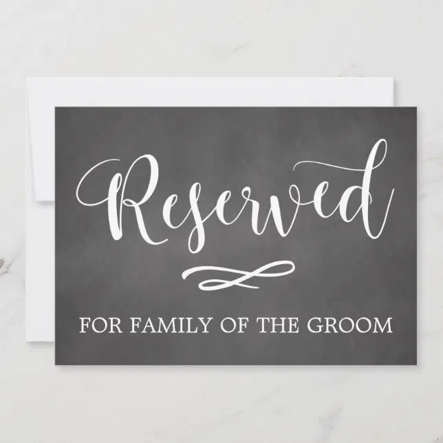 Simple Calligraphy Reserved Seating Wedding Sign Invitation | Zazzle
