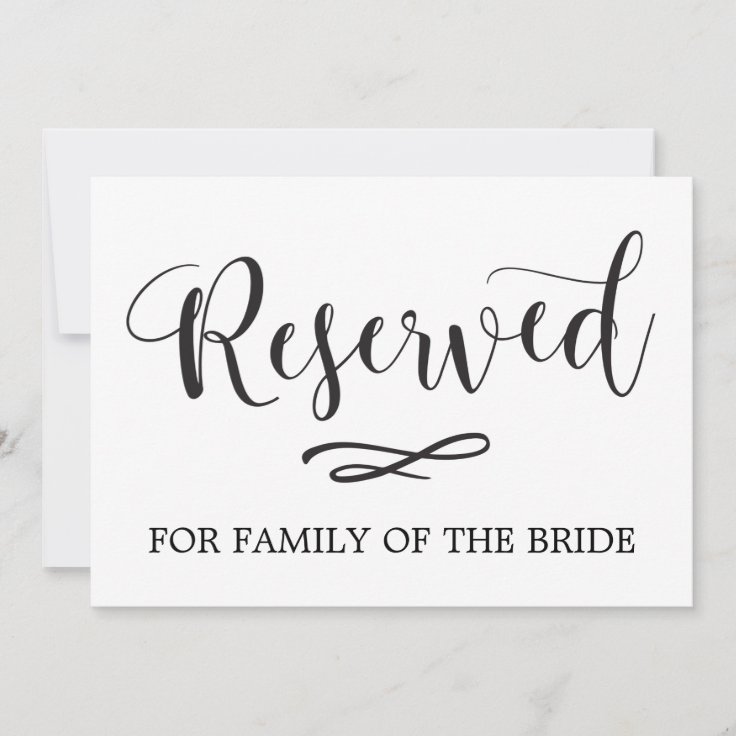 Simple Calligraphy Reserved Seating Wedding Sign Invitation | Zazzle