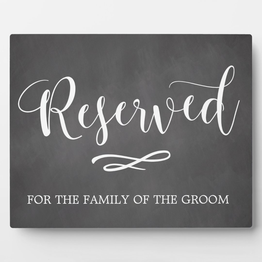 Simple Calligraphy Reserved Seating Wedding Sign Plaque | Zazzle