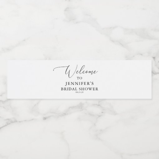 Simple Calligraphy Rustic Bridal Shower Water Bottle Label | Zazzle