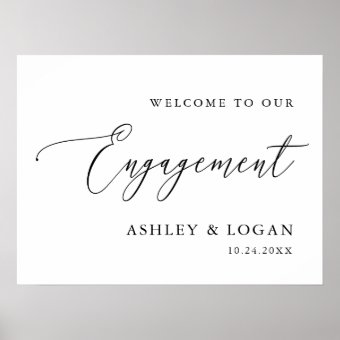 Simple Calligraphy Rustic Engagement Welcome Sign | Zazzle