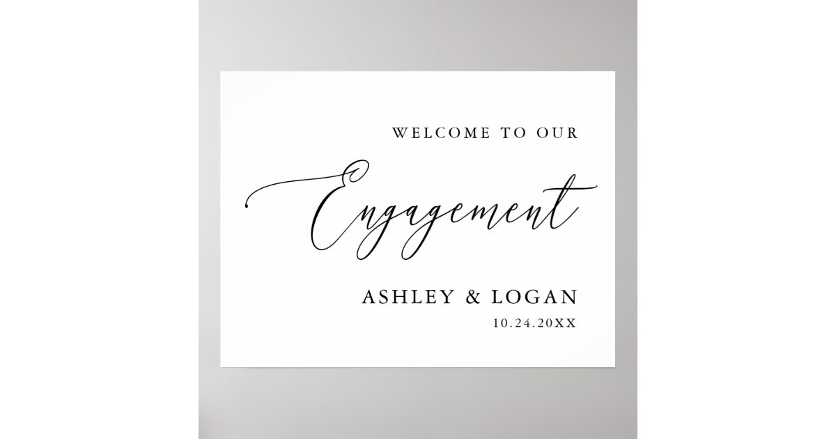 Simple Calligraphy Rustic Engagement Welcome Sign | Zazzle