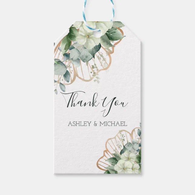 Simple Calligraphy Rustic Greenery Floral Wedding Gift Tags | Zazzle