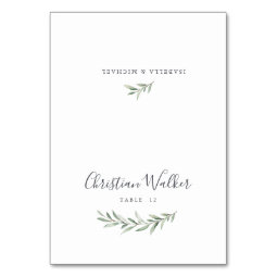 Simple calligraphy rustic greenery Place Card | Zazzle
