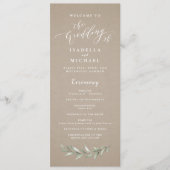 Simple calligraphy rustic greenery wedding program | Zazzle