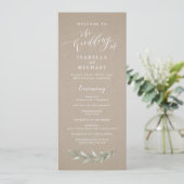 Simple calligraphy rustic greenery wedding program | Zazzle