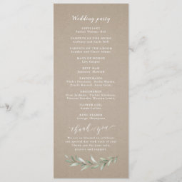 Simple calligraphy rustic greenery wedding program | Zazzle