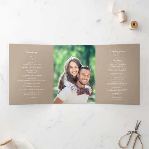 Simple calligraphy rustic greenery wedding program | Zazzle