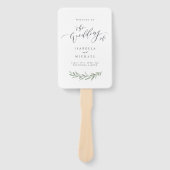 Simple calligraphy rustic greenery wedding program hand fan | Zazzle