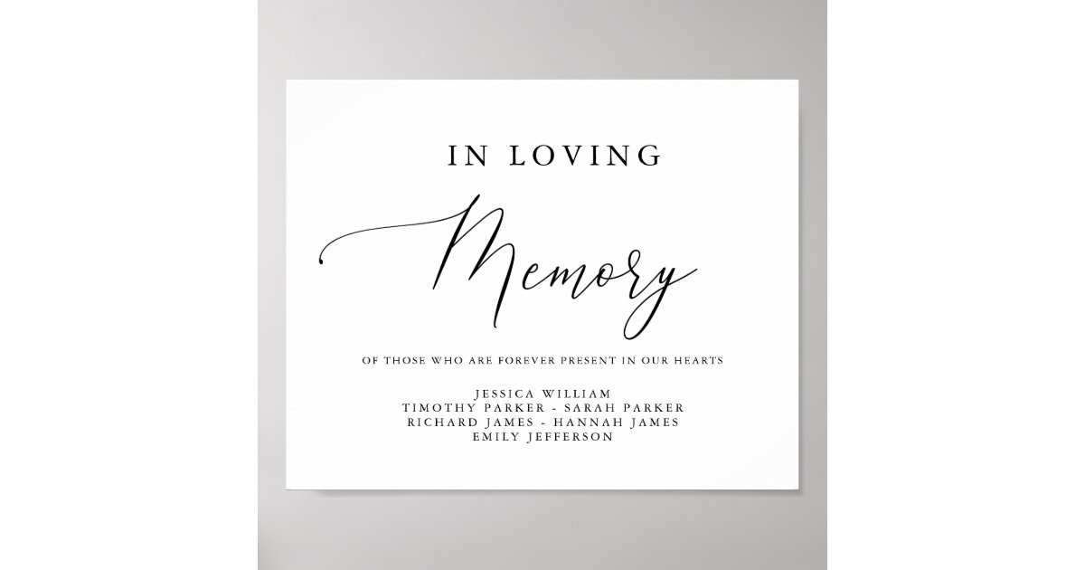 Simple Calligraphy Rustic In Loving Memory Sign | Zazzle
