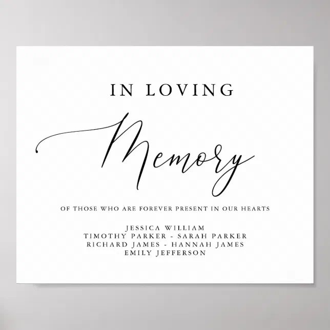 Simple Calligraphy Rustic In Loving Memory Sign | Zazzle