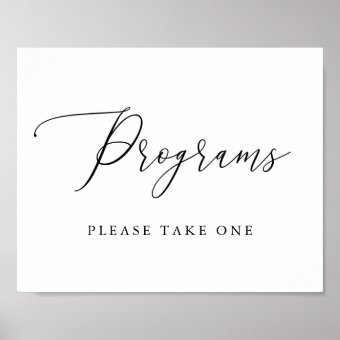 Simple Calligraphy Rustic Programs Sign | Zazzle