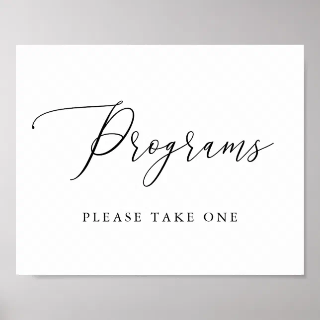 Simple Calligraphy Rustic Programs Sign | Zazzle