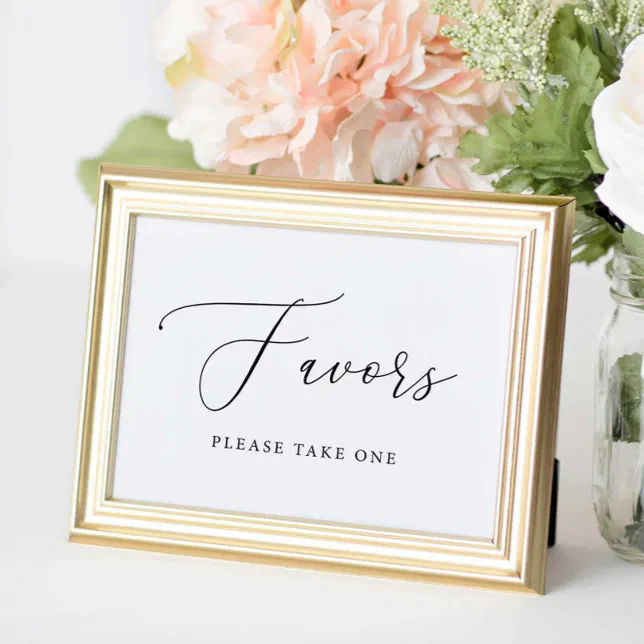 Simple Calligraphy Rustic Wedding Favors Sign | Zazzle