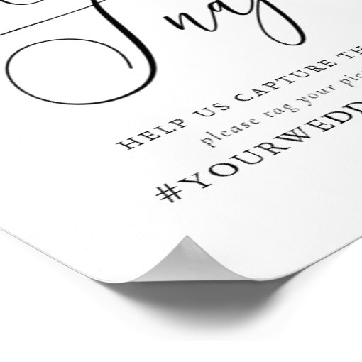 Simple Calligraphy Rustic Wedding Hashtag Sign | Zazzle