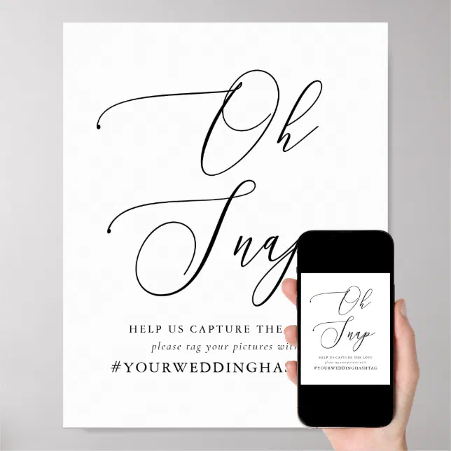 Simple Calligraphy Rustic Wedding Hashtag Sign | Zazzle