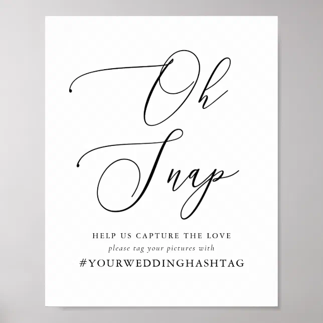 Simple Calligraphy Rustic Wedding Hashtag Sign | Zazzle