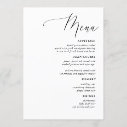 Simple Calligraphy Rustic Wedding Menus | Zazzle