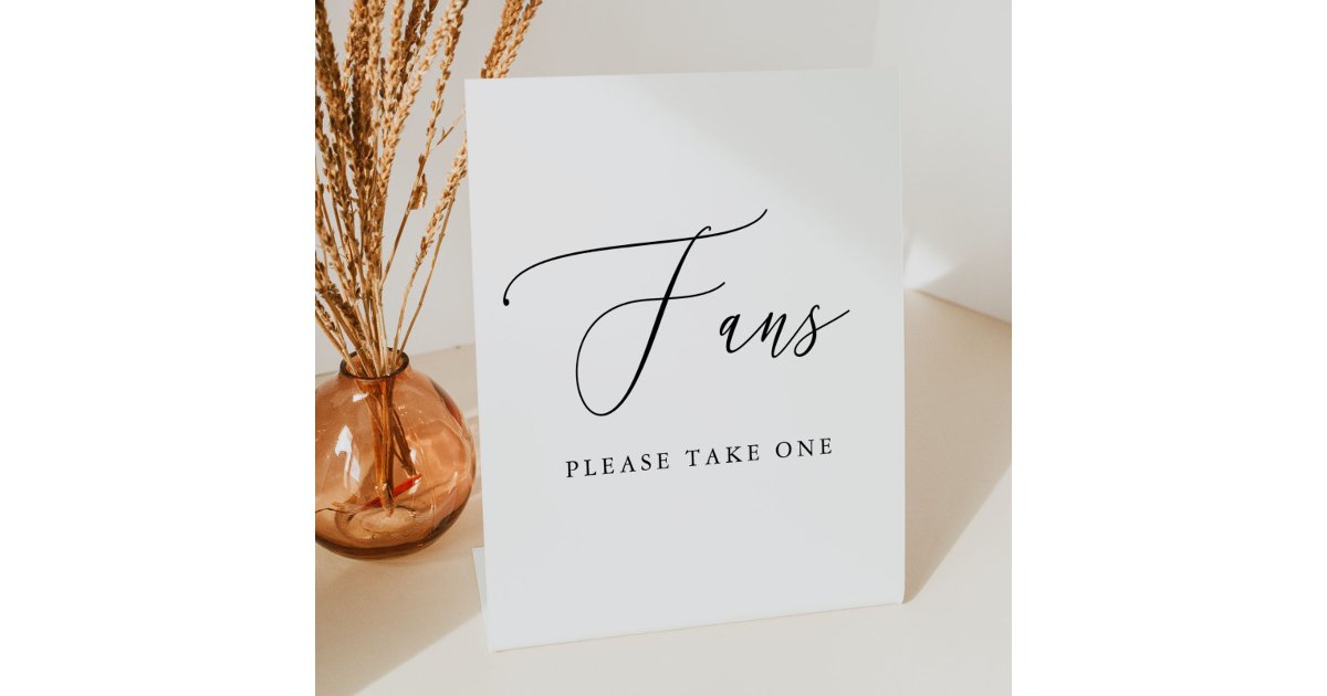 Simple Calligraphy Rustic Wedding Program Fan Sign | Zazzle