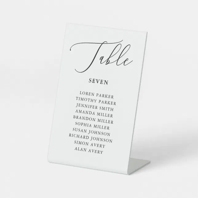 Simple Calligraphy Rustic Wedding Seating Chart Ta Pedestal Sign | Zazzle