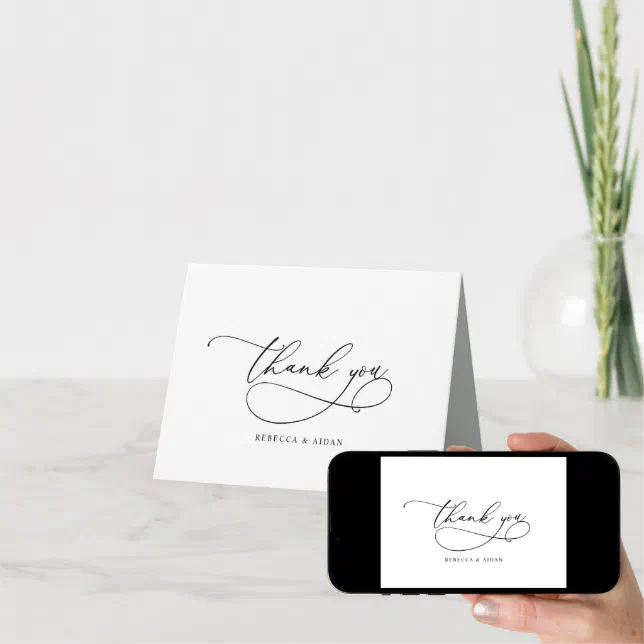 Simple Calligraphy Script Botanical Thank You Card | Zazzle