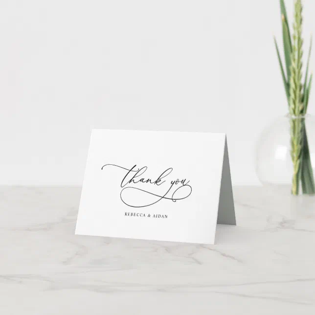 Simple Calligraphy Script Botanical Thank You Card | Zazzle