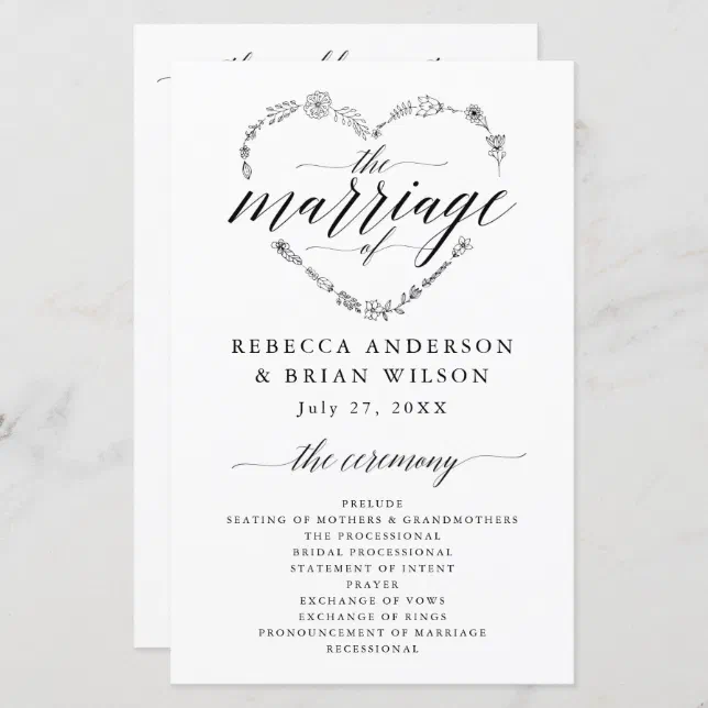 Simple Calligraphy Script Elegant Wedding Program | Zazzle