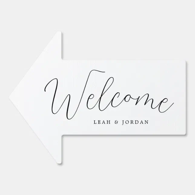 Simple Calligraphy Script Wedding Welcome Arrow Sign | Zazzle