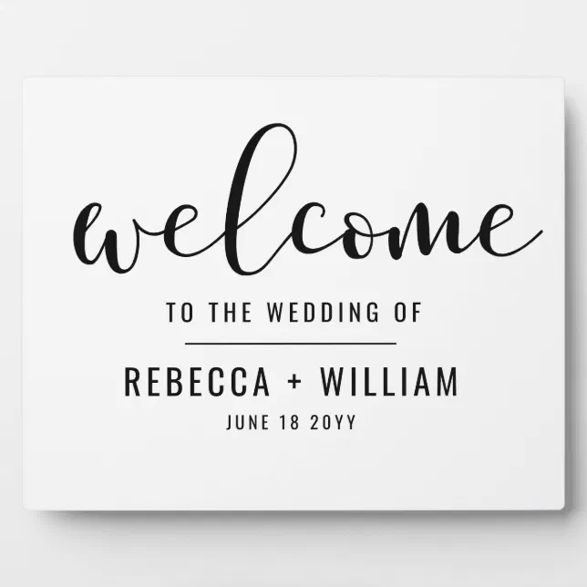 Simple Calligraphy Script Welcome Wedding Plaque | Zazzle