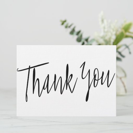 Simple Calligraphy "Thank you" Thank You Card | Zazzle