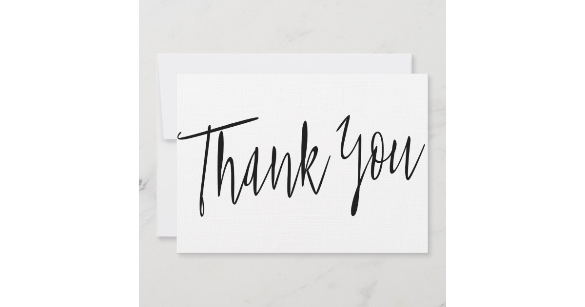 Simple Calligraphy "Thank you" Thank You Card | Zazzle