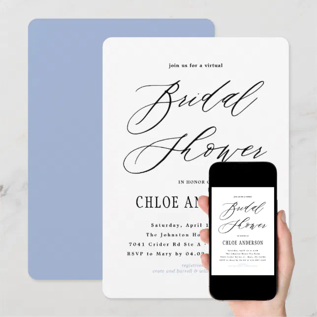 Simple Calligraphy VIRTUAL Bridal Shower Invitation | Zazzle