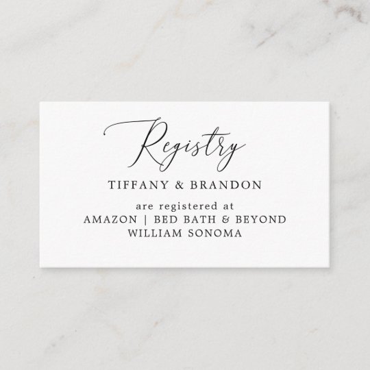 Simple Calligraphy Wedding Gift Registry Cards | Zazzle.com