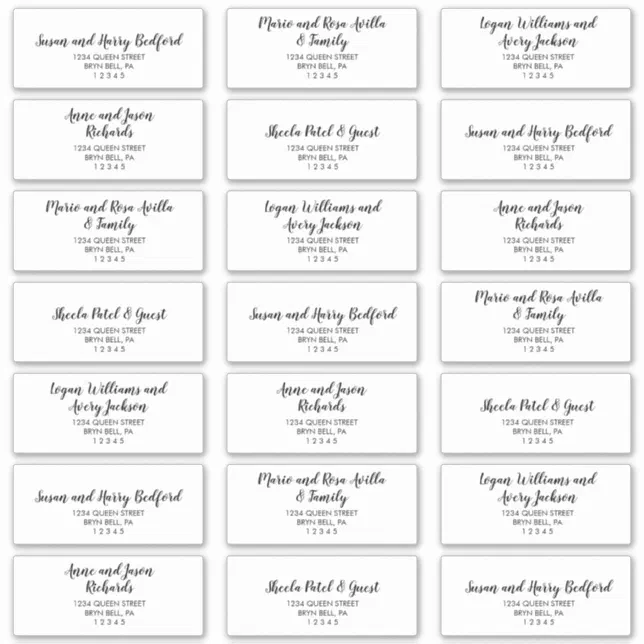 Simple Calligraphy Wedding Guest Address Labels | Zazzle