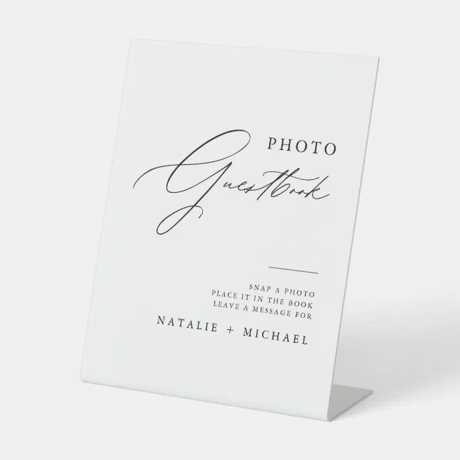 Simple Calligraphy Wedding Photobooth Guestbook Pedestal Sign | Zazzle