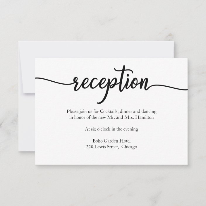 Simple Calligraphy Wedding Reception Card | Zazzle.com