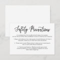 Simple Calligraphy Wedding Safety Precautions Enclosure Card | Zazzle