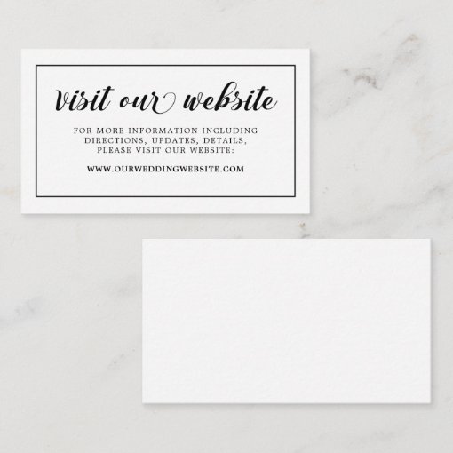 Simple Calligraphy Wedding Website Insert | Zazzle