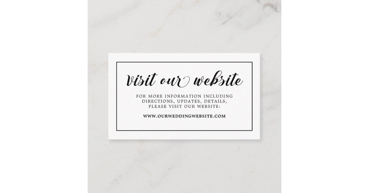 Simple Calligraphy Wedding Website Insert | Zazzle