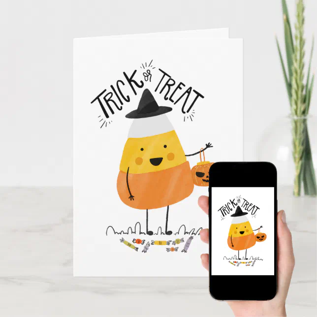 Simple Candy Corn Halloween Greeting Card | Zazzle