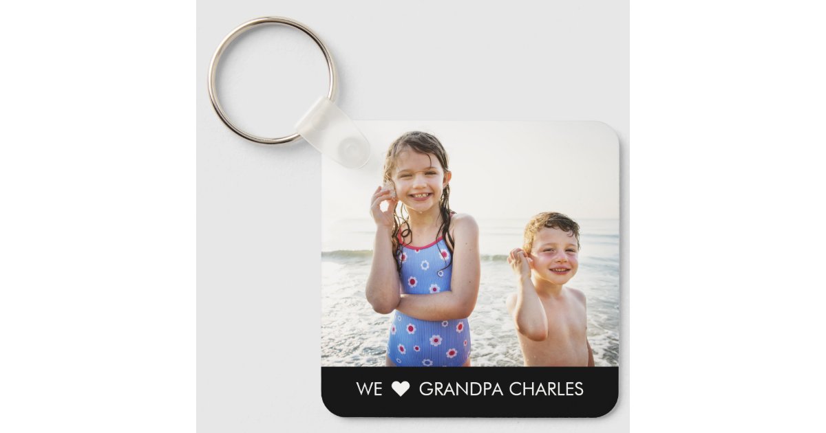 Simple Caption Personalized Photo Keychain | Zazzle