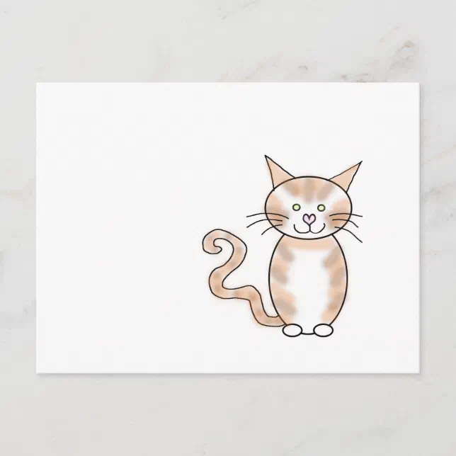 Simple cartoon cat postcard | Zazzle