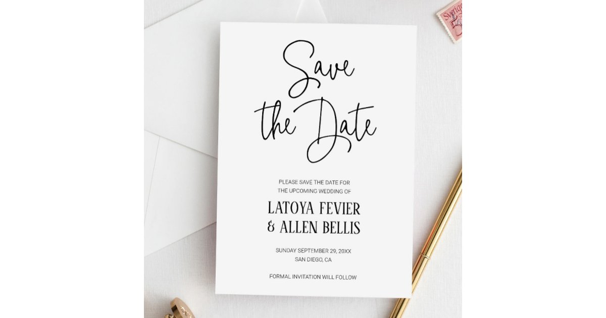 Simple Casual Handwriting Save The Date Wedding Invitation | Zazzle