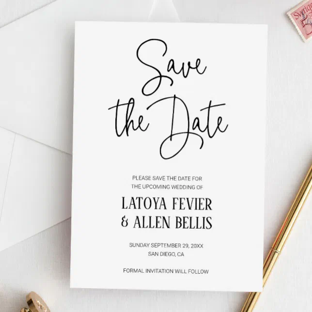 Simple Casual Handwriting Save The Date Wedding Invitation | Zazzle