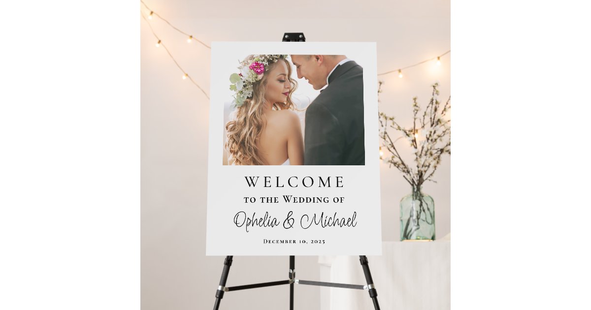 Simple Casual Wedding Welcome Sign with Photo | Zazzle